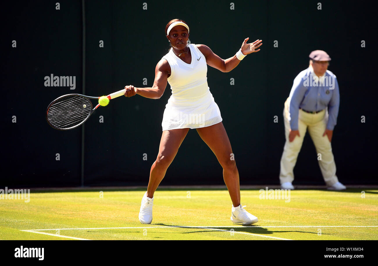 Sloane Stephens in action on day four of the Wimbledon Championships at ...