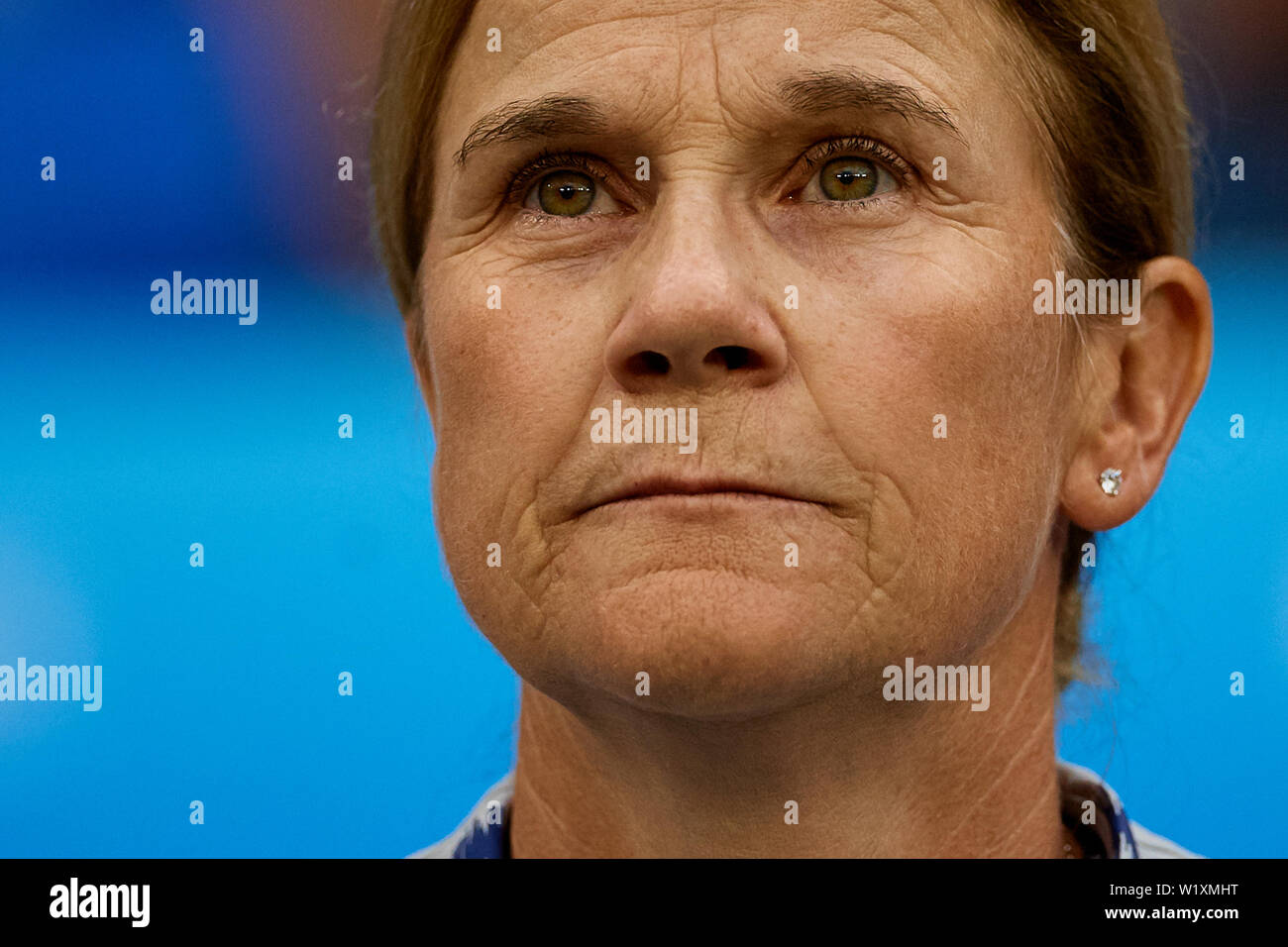 LYON, FRANCE - JULY 02: Jill Ellis head coach of the USA looks on prior ...