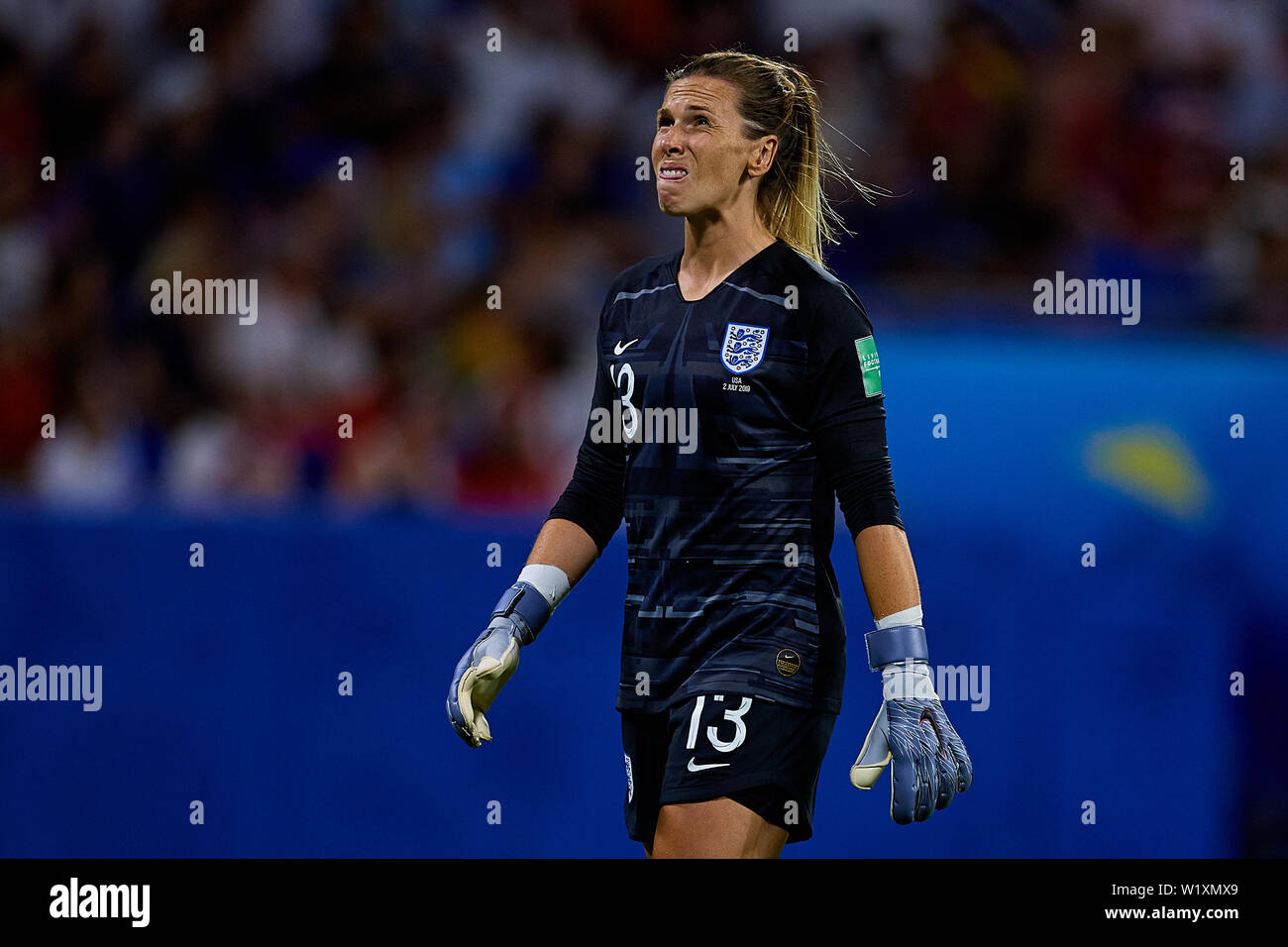 LYON, FRANCE - JULY 02: Carly Telford of England reacts during the 2019 ...