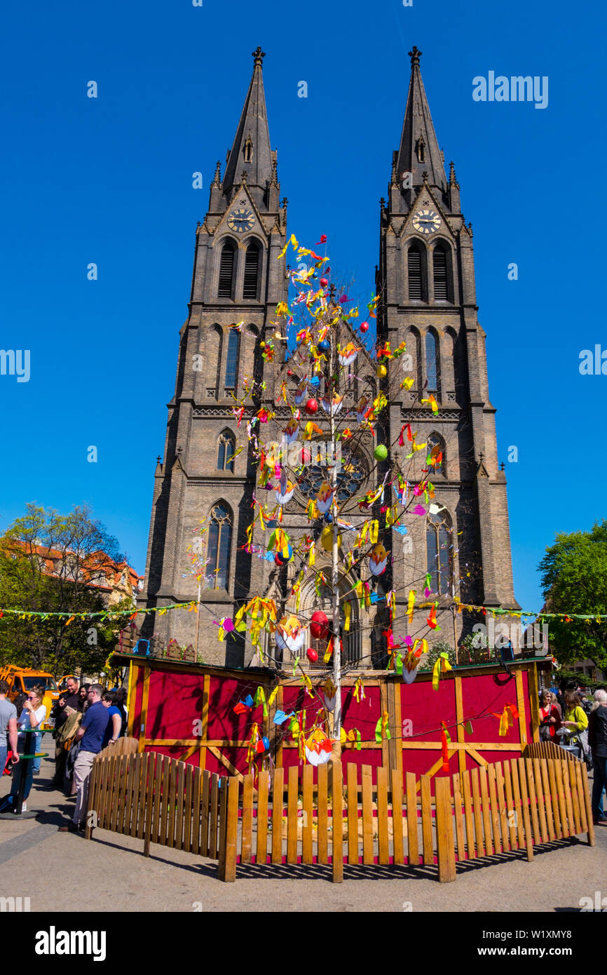 Easter market, Namesti Miru, Vinohrady, Prague, Czech Republic Stock ...