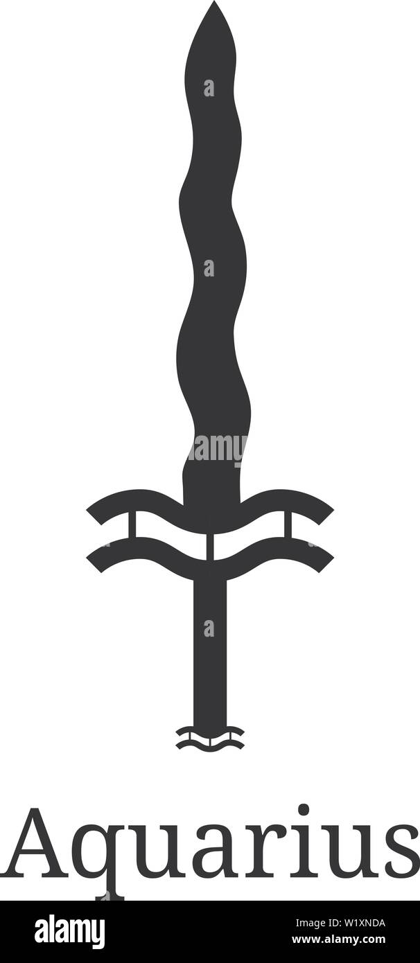 Aquarius Sword Icon. Silhouette of Zodiacal Weapon. One of 12 Zodiac ...