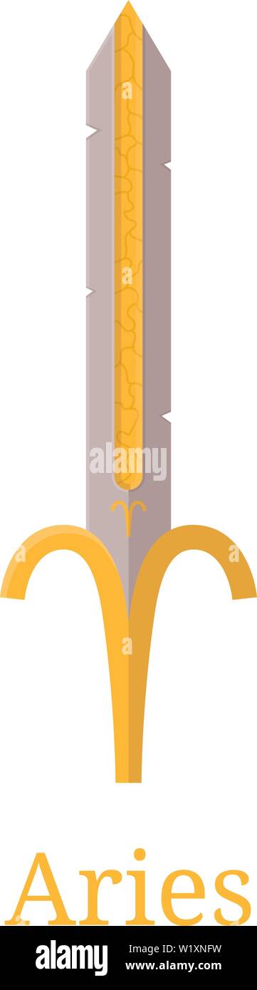 Aries Sword. Zodiac Sign. Flat Cartoon Zodiacal Weapon. One of 12 ...