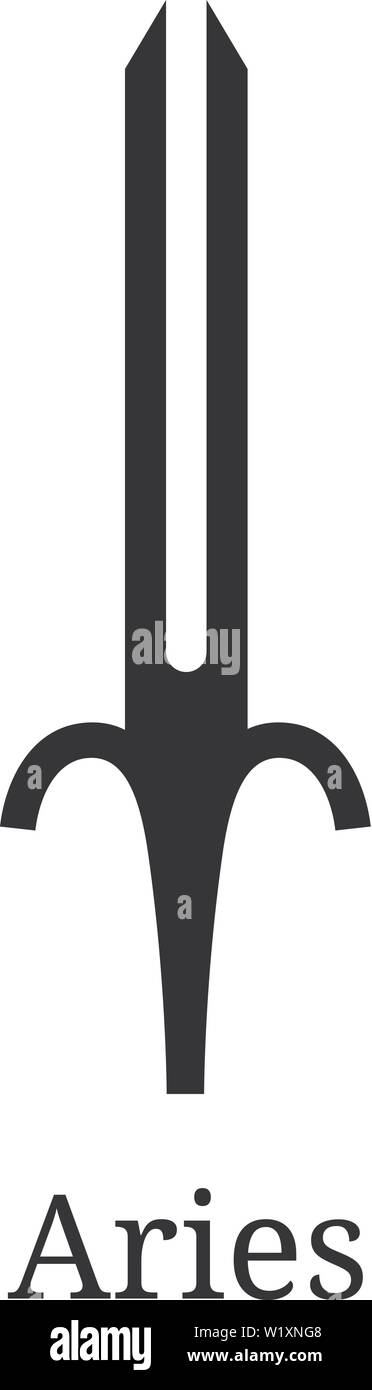 Aries Sword Icon. Silhouette of Zodiacal Weapon. One of 12 Zodiac ...