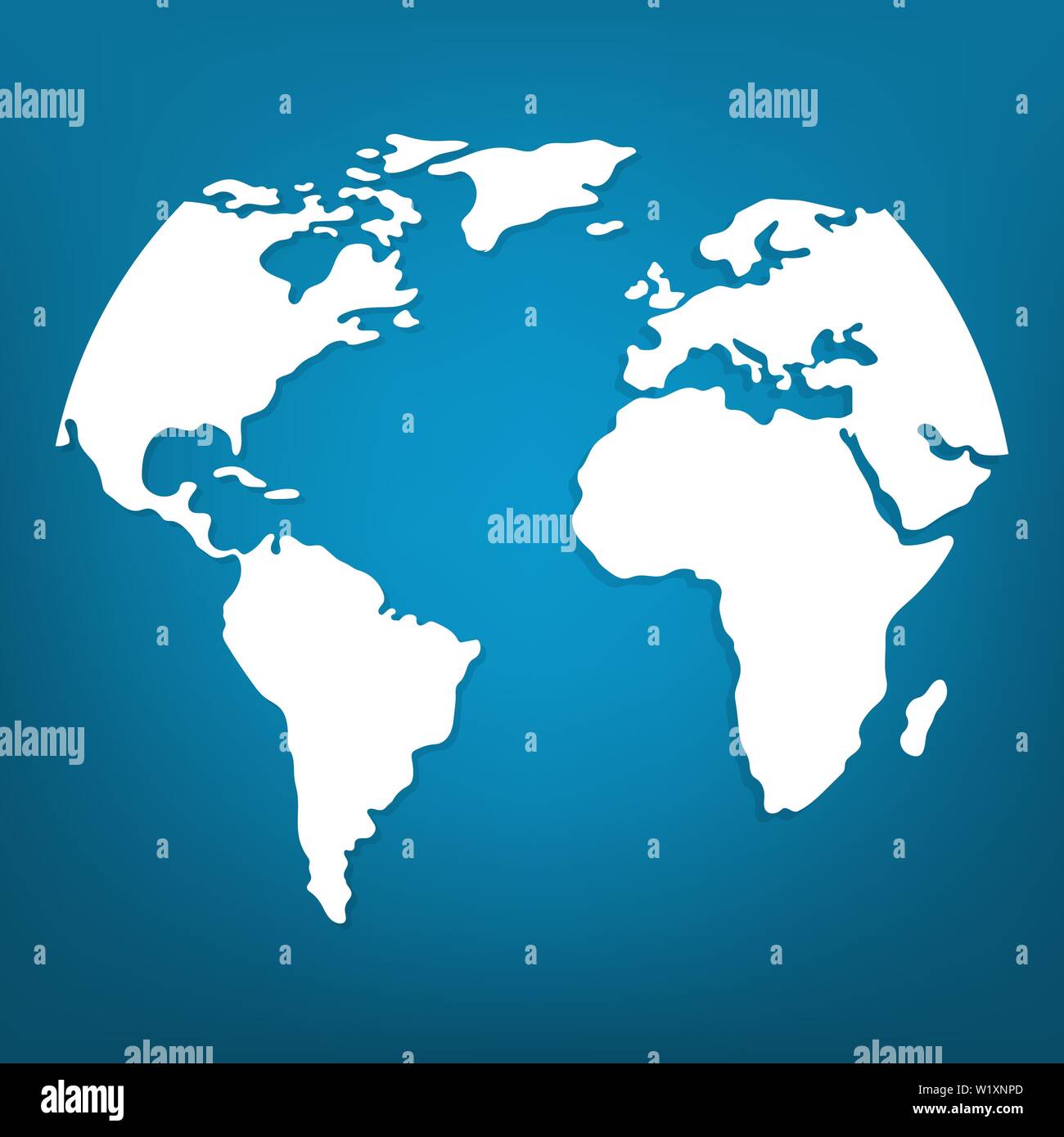 White World Map or Global Cartography on blue background. Vector ...