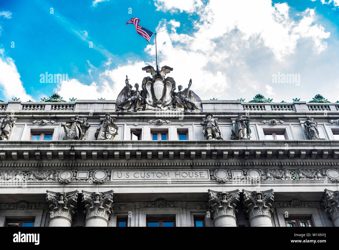 Facade of the Alexander Hamilton U.S. Custom House in Manhattan, New ...