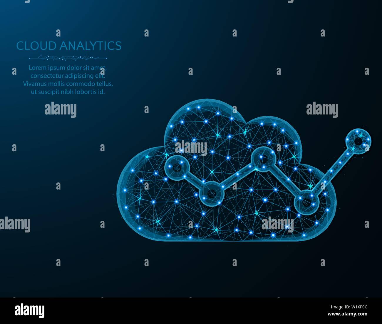 Cloud analytics low poly design, data analysis in polygonal style ...