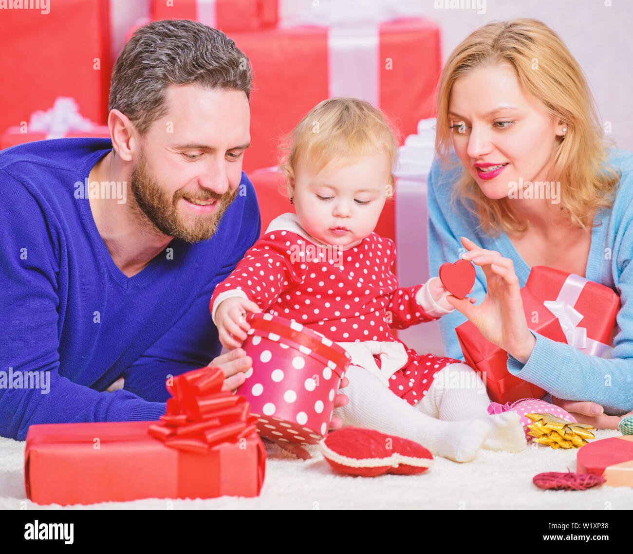 Family celebrate anniversary. Valentines day. Lovely family celebrate ...