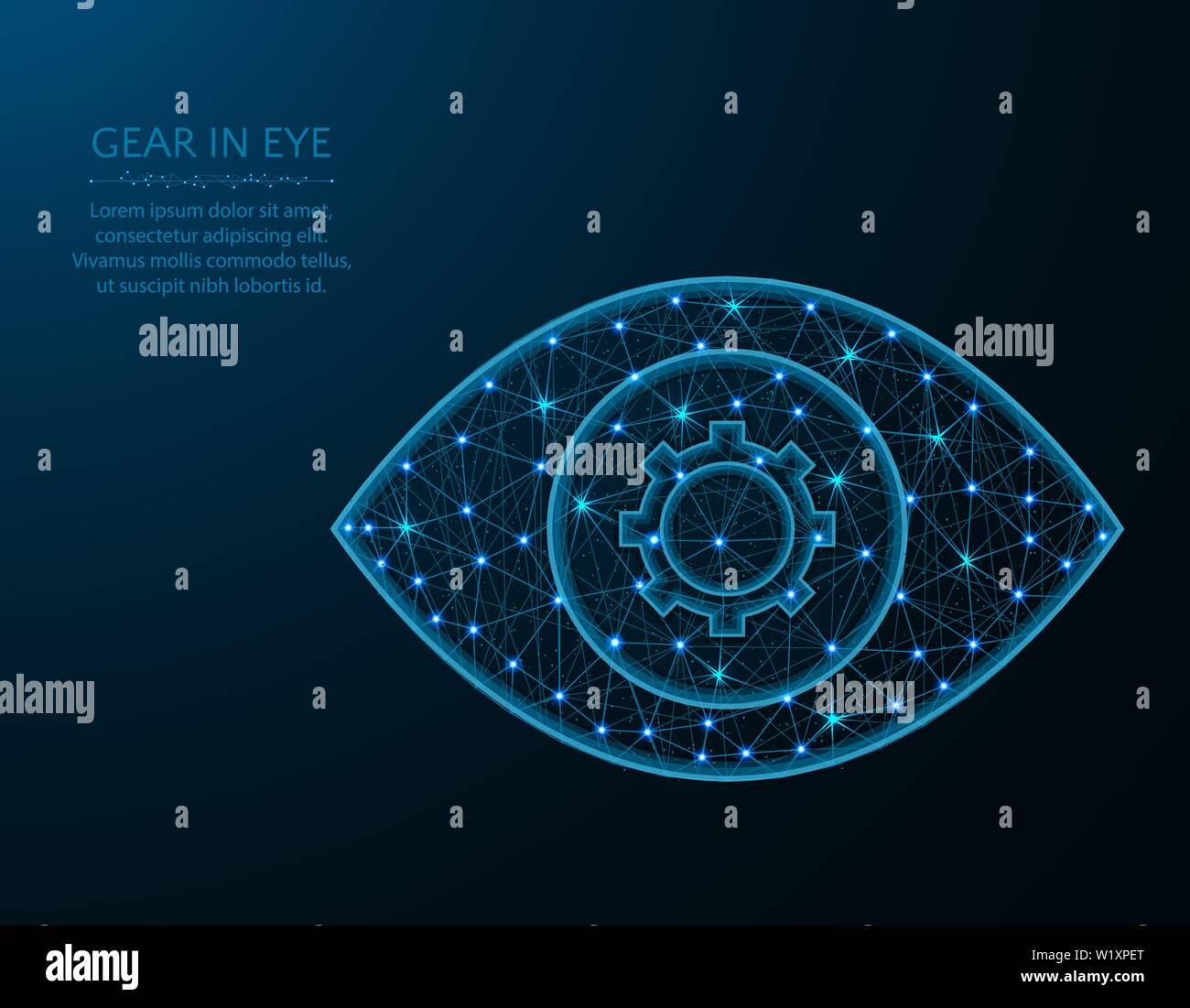Gear in the eye low poly design, settings or mechanism in a polygonal ...