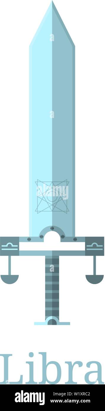 Libra Sword. Zodiac Sign. Flat Cartoon Zodiacal Weapon. One of 12 ...