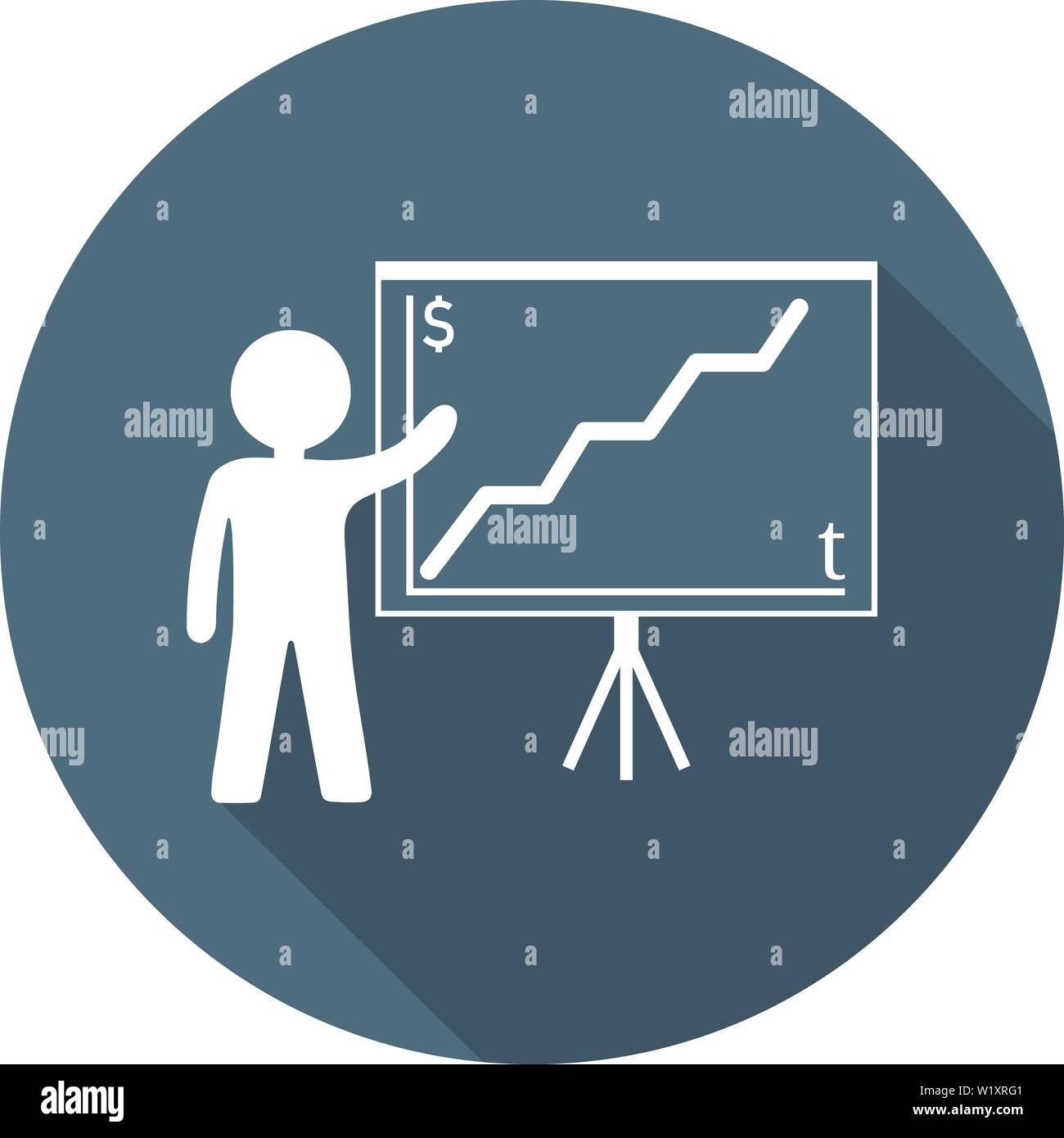 Person with Growing Chart Icon. Business Presentation, Analyzing ...