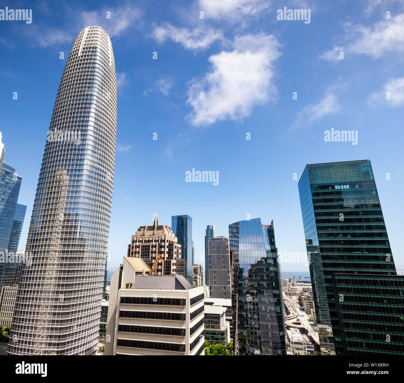 New and old skyscrapers and high rise buildings in downtown San ...