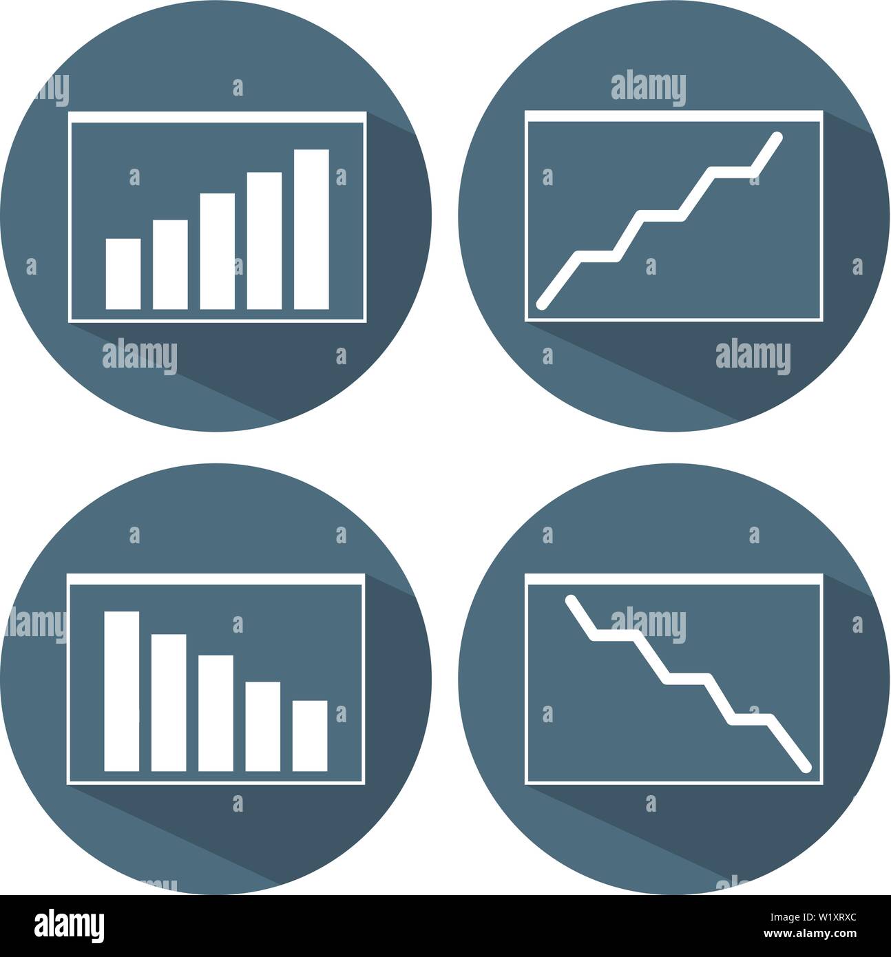 Growing and Downward Chart Icons. Business Concept. Schedule. Flat ...