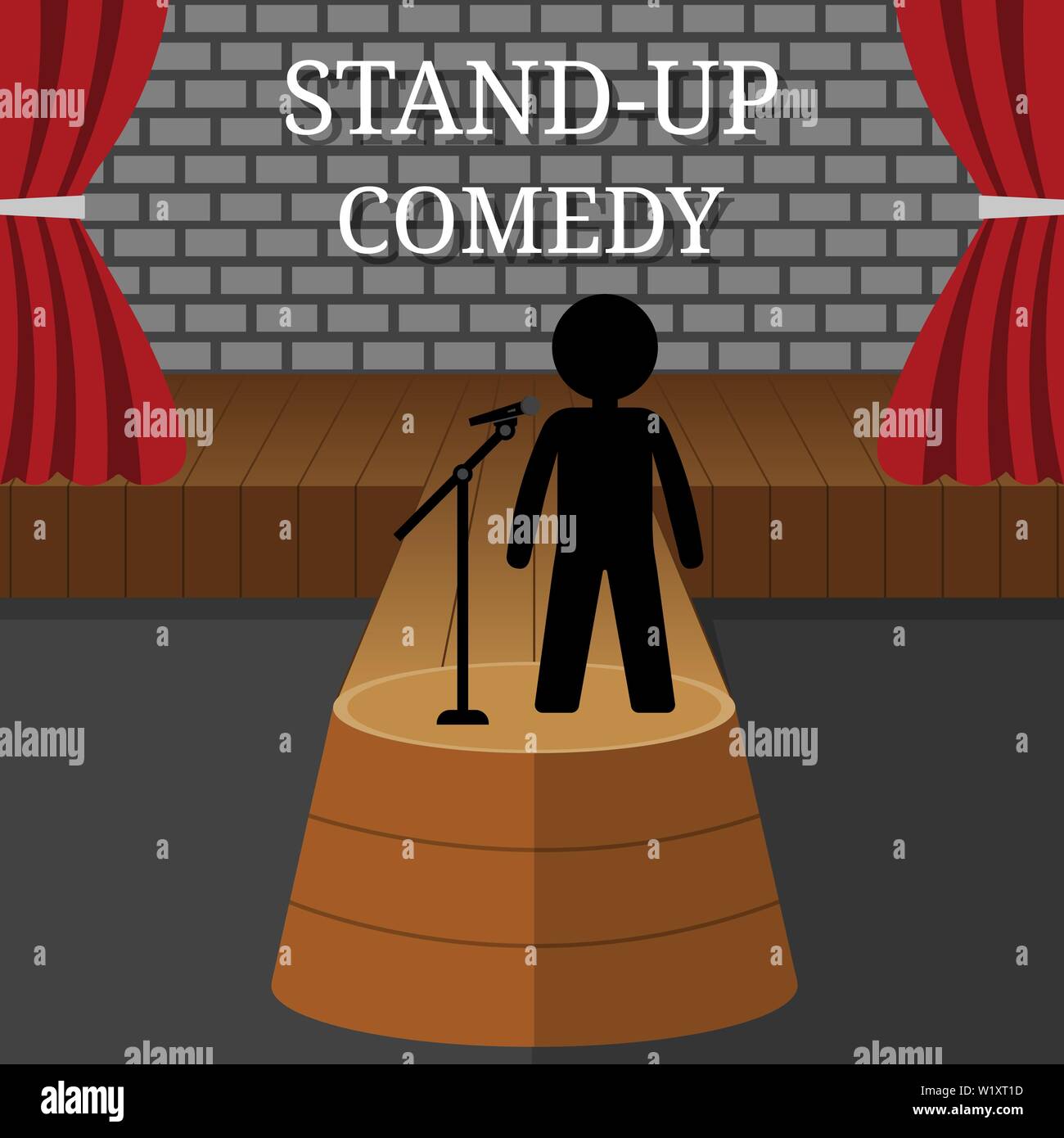 Stand-Up Comedy Vector Interior. Man or Woman Performs on Stage ...