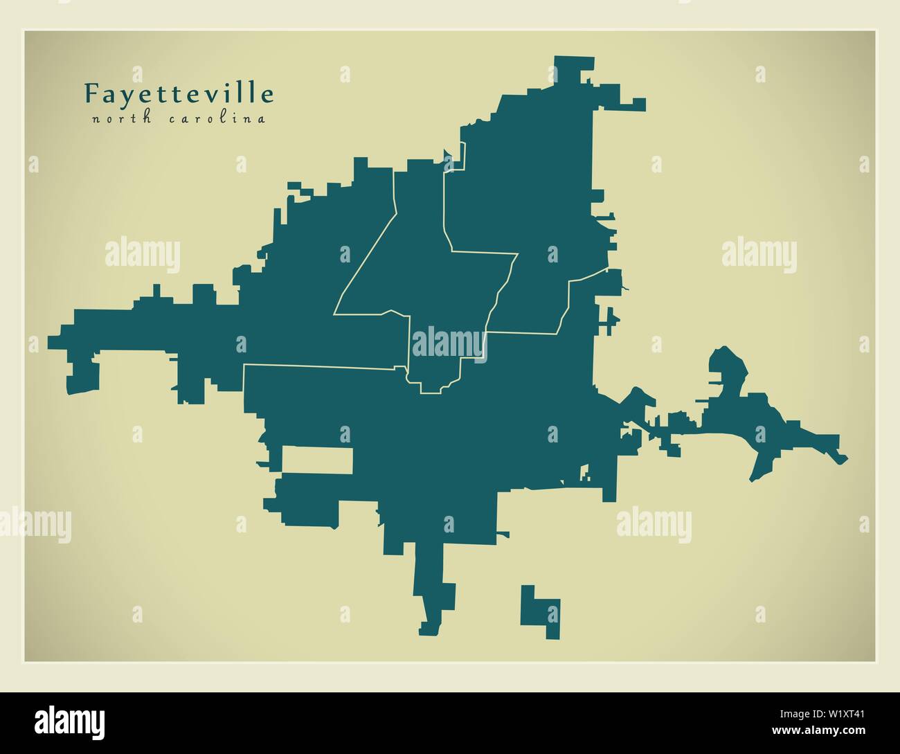 Modern City Map - Fayetteville North Carolina city of the USA with ...