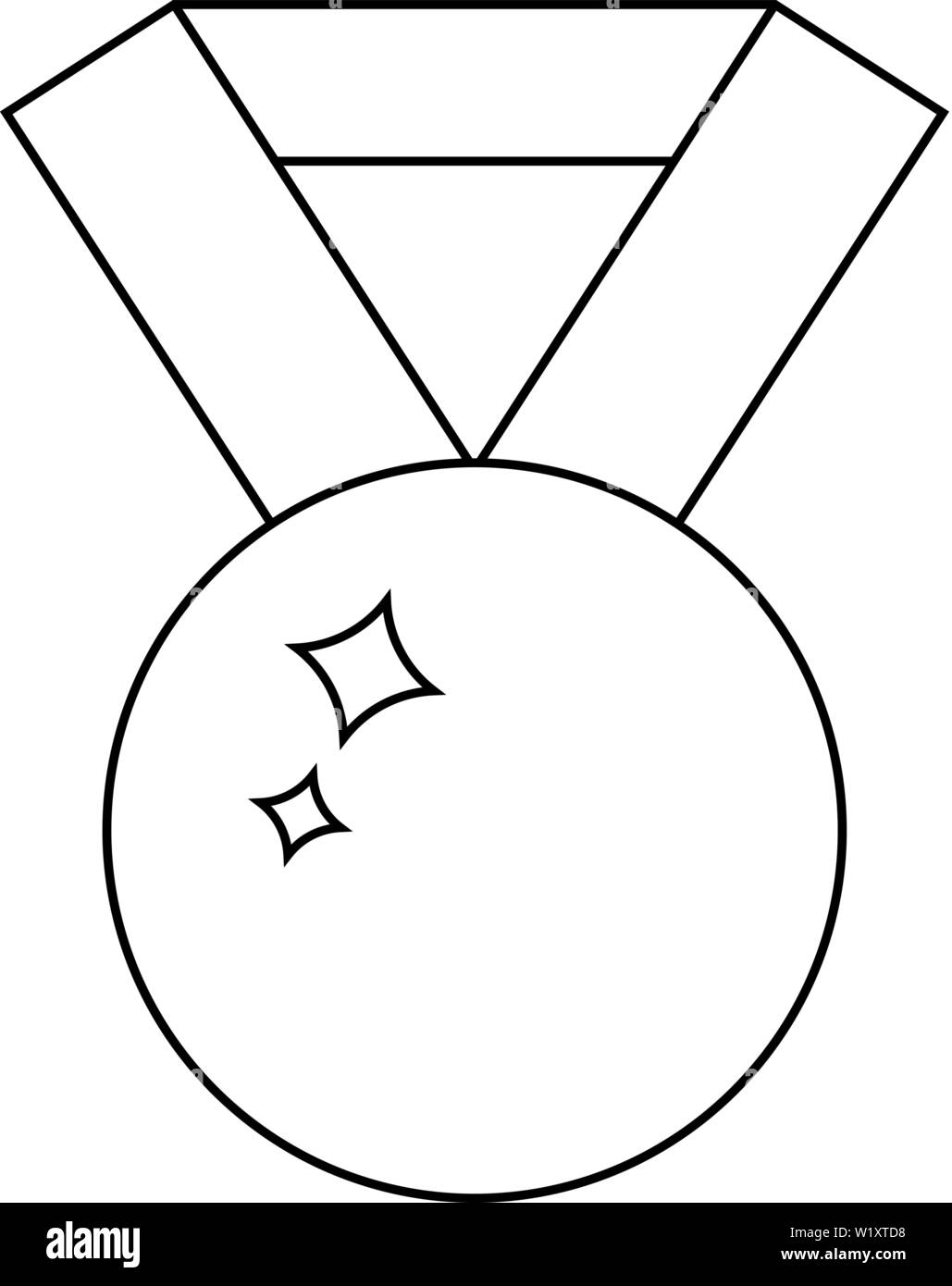 Line style icon of medal isolated on white background. Outline symbol ...