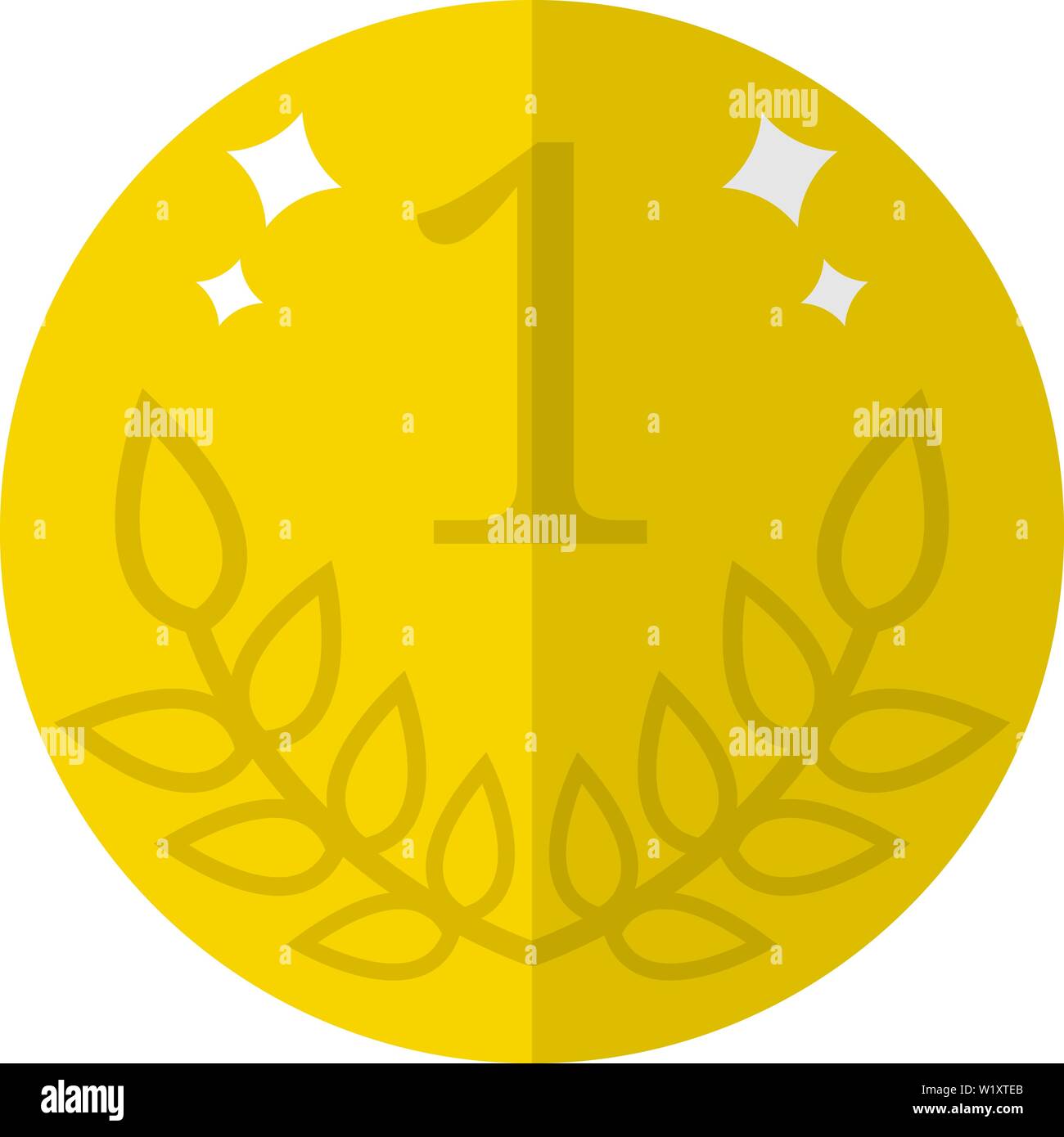 Vector Golden Coin Icon isolated on white background. First Place ...