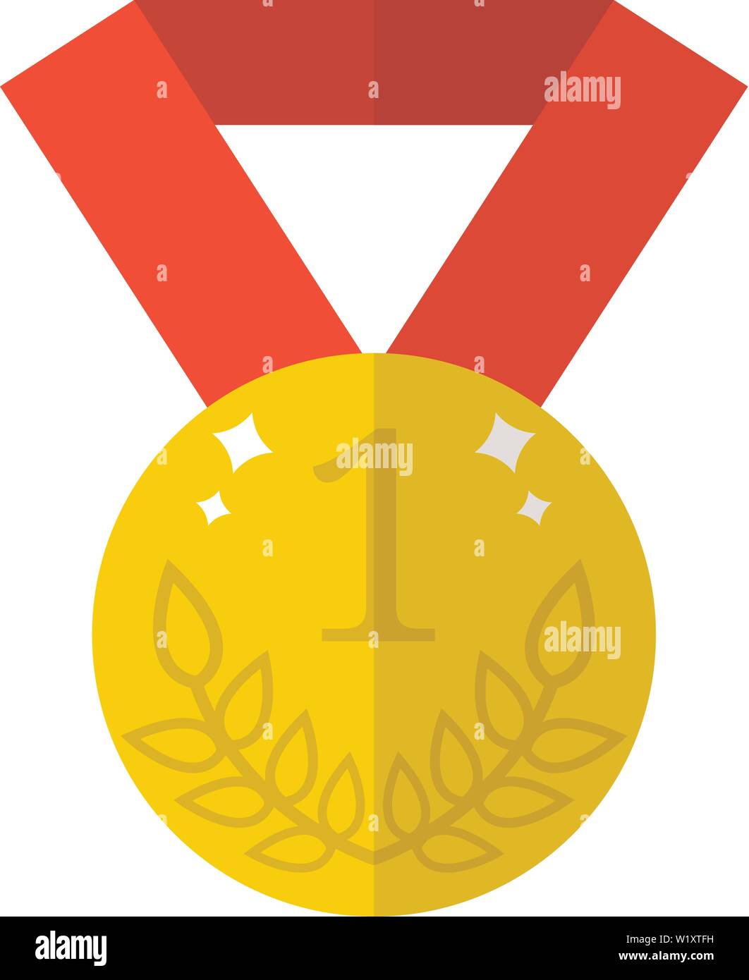 Vector Golden Medal Icon isolated on white background. Flat Gold Award ...