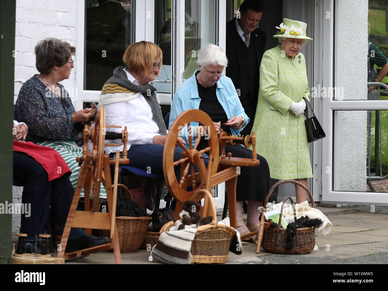 Queen Elizabeth II during a visit to Gorgie City Farm in Edinburgh ...