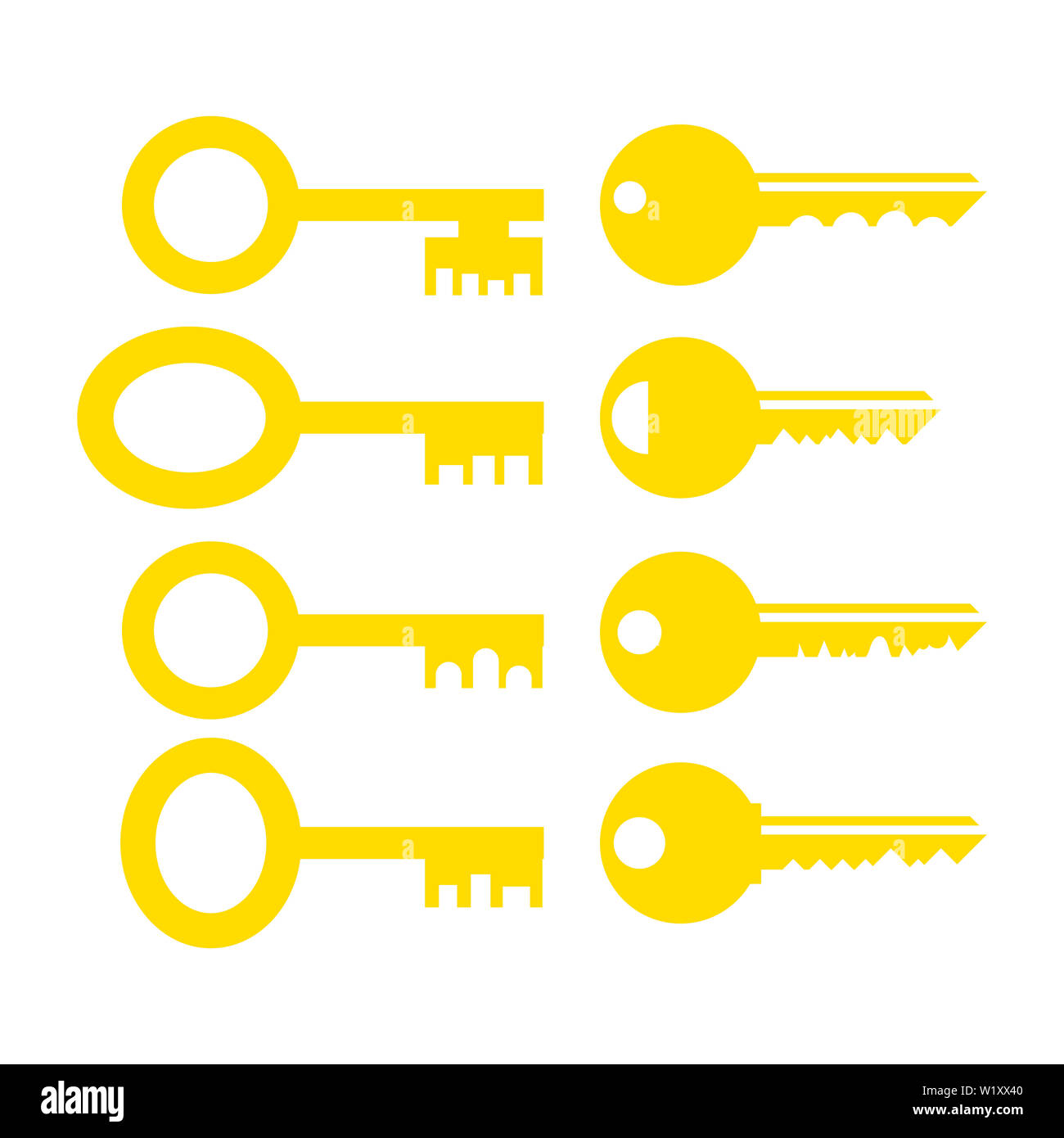 Set of Different Yellow Key Icon Stock Photo - Alamy