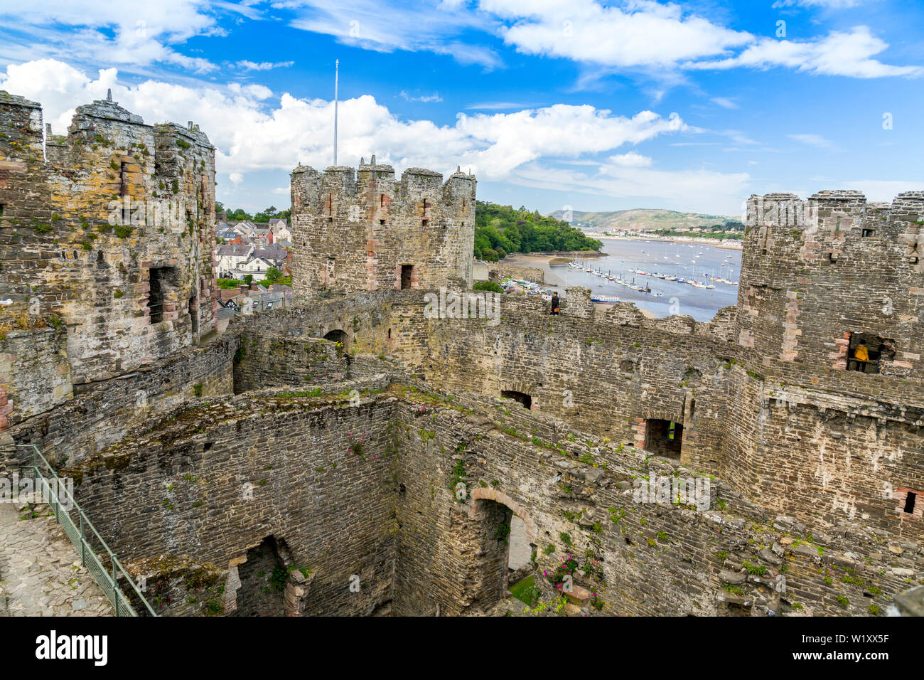The River Conwy viewed from the ruins of the 13th century Conwy Castle ...