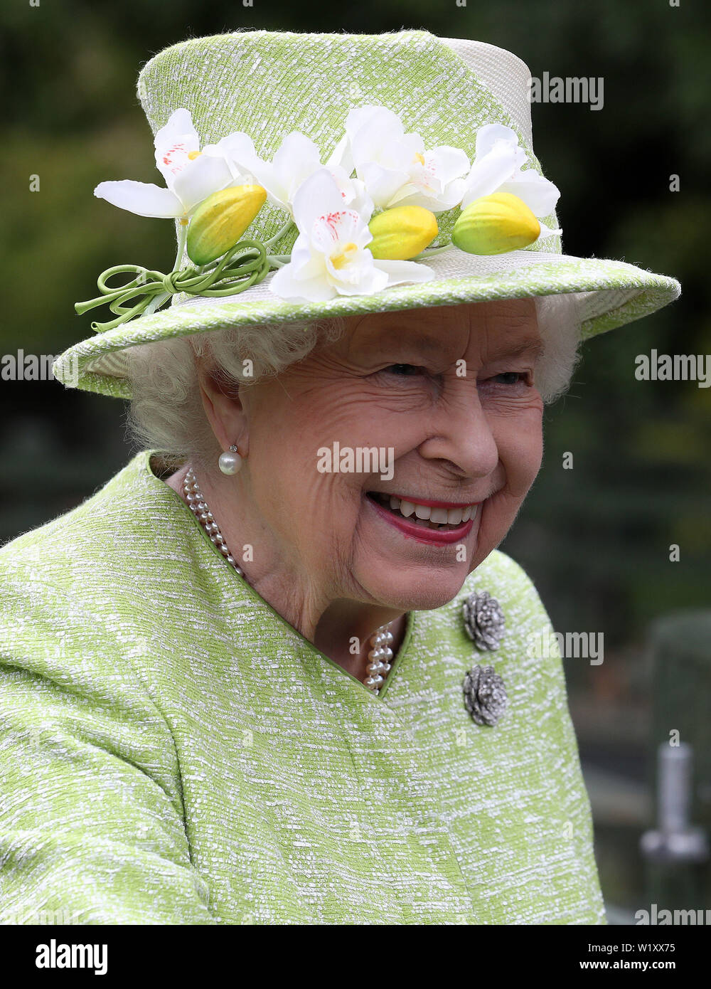 Queen Elizabeth II during a visit to Gorgie City Farm in Edinburgh ...