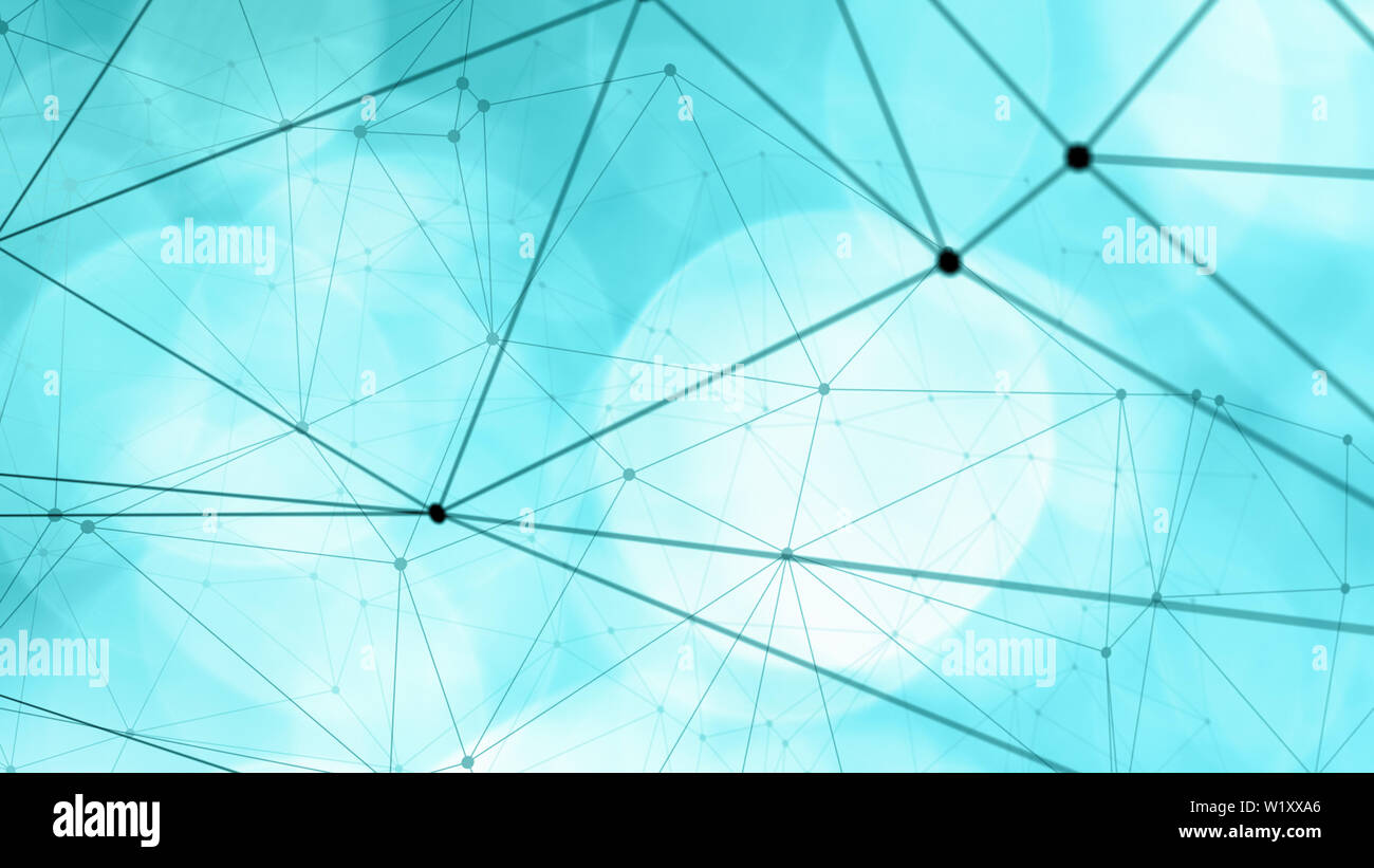 Neural network graph, triangles lines shapes connection Stock Photo - Alamy