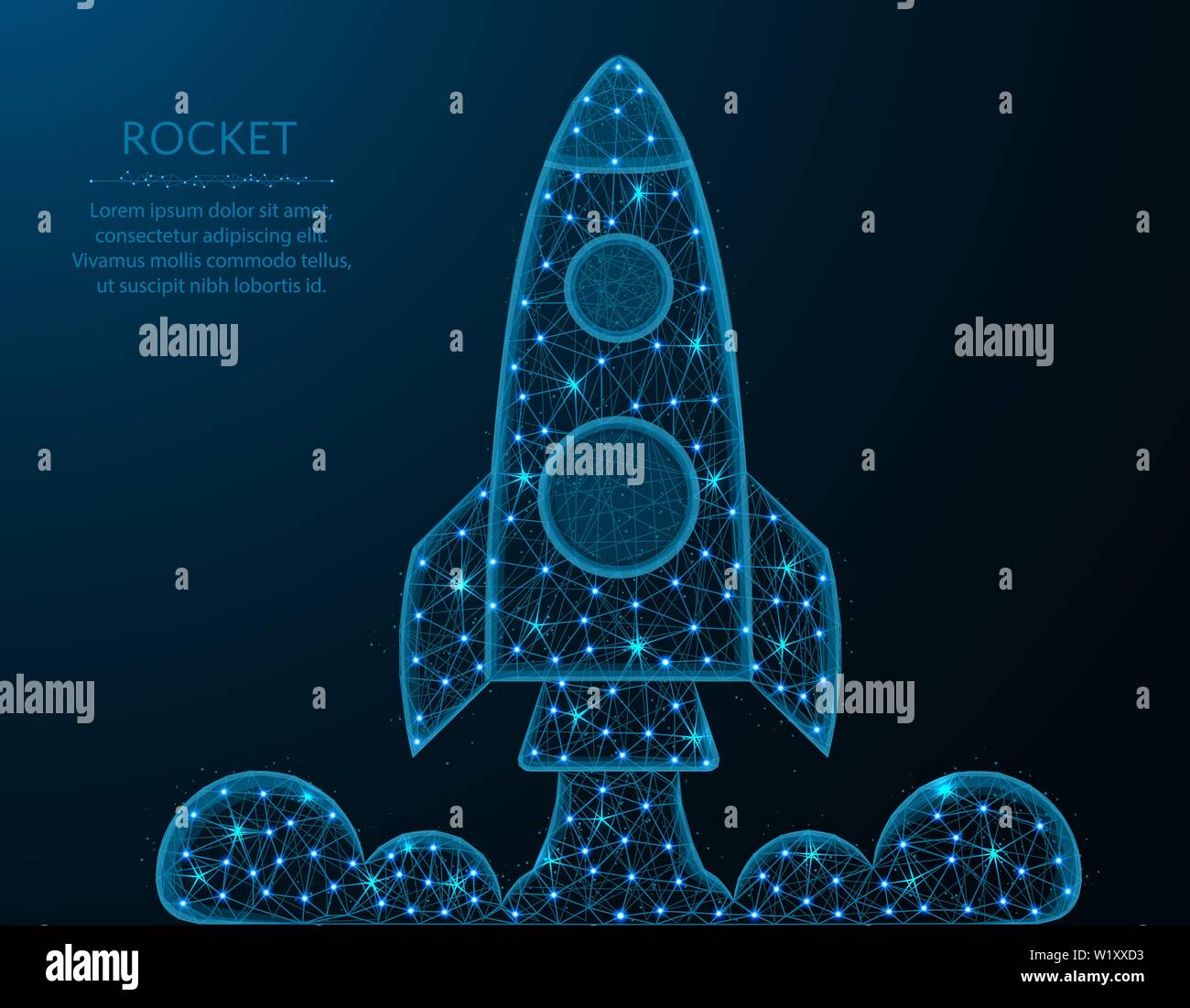 Low poly rocket design, shuttle launch in polygonal style, space ship ...