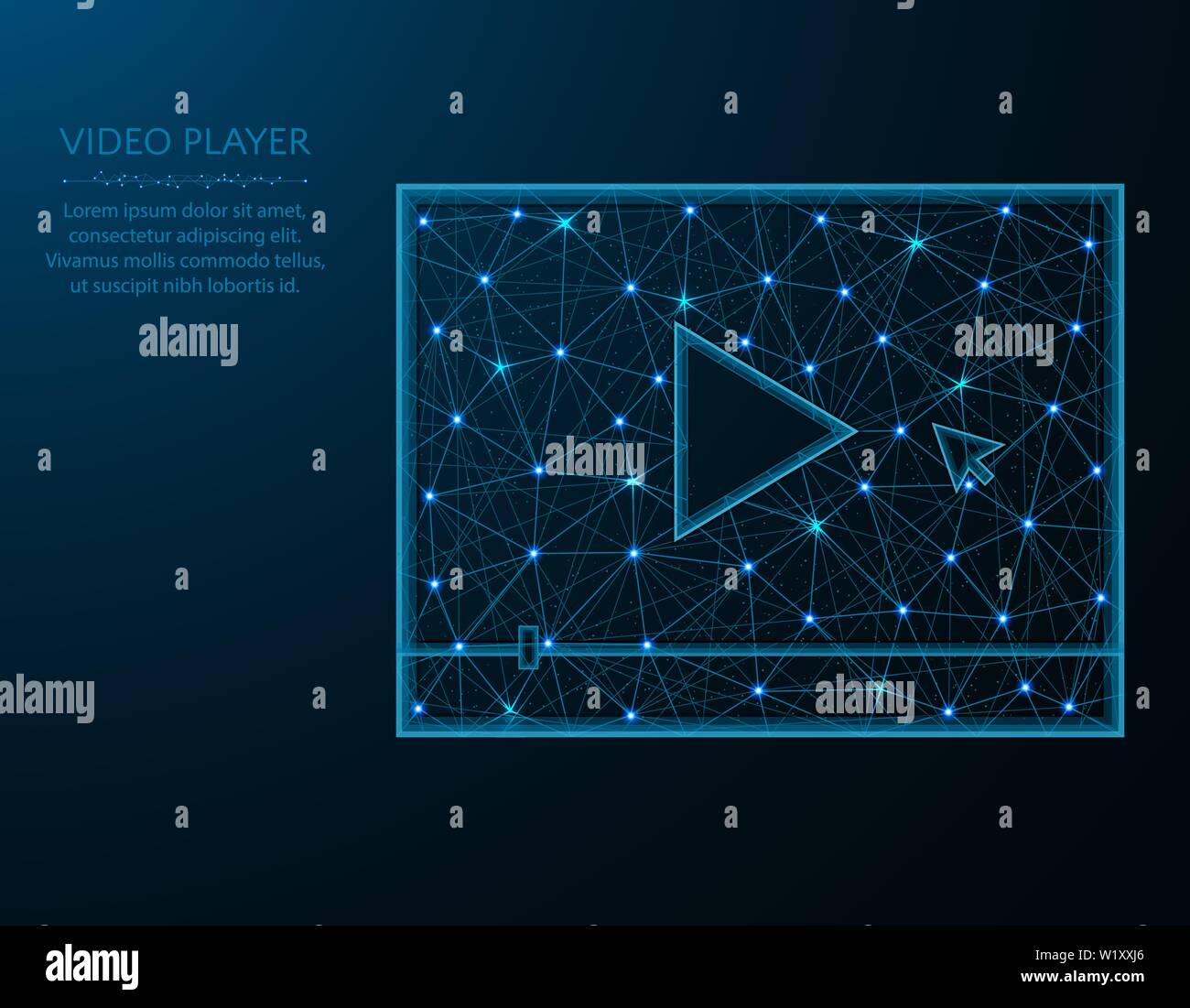 Video player low poly design, play button in polygonal style ...