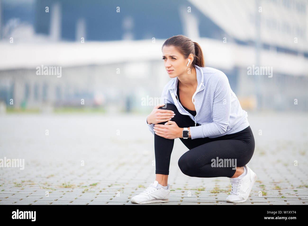 Leg Injury. Woman Suffering From Pain In Leg After Workout Stock Photo ...