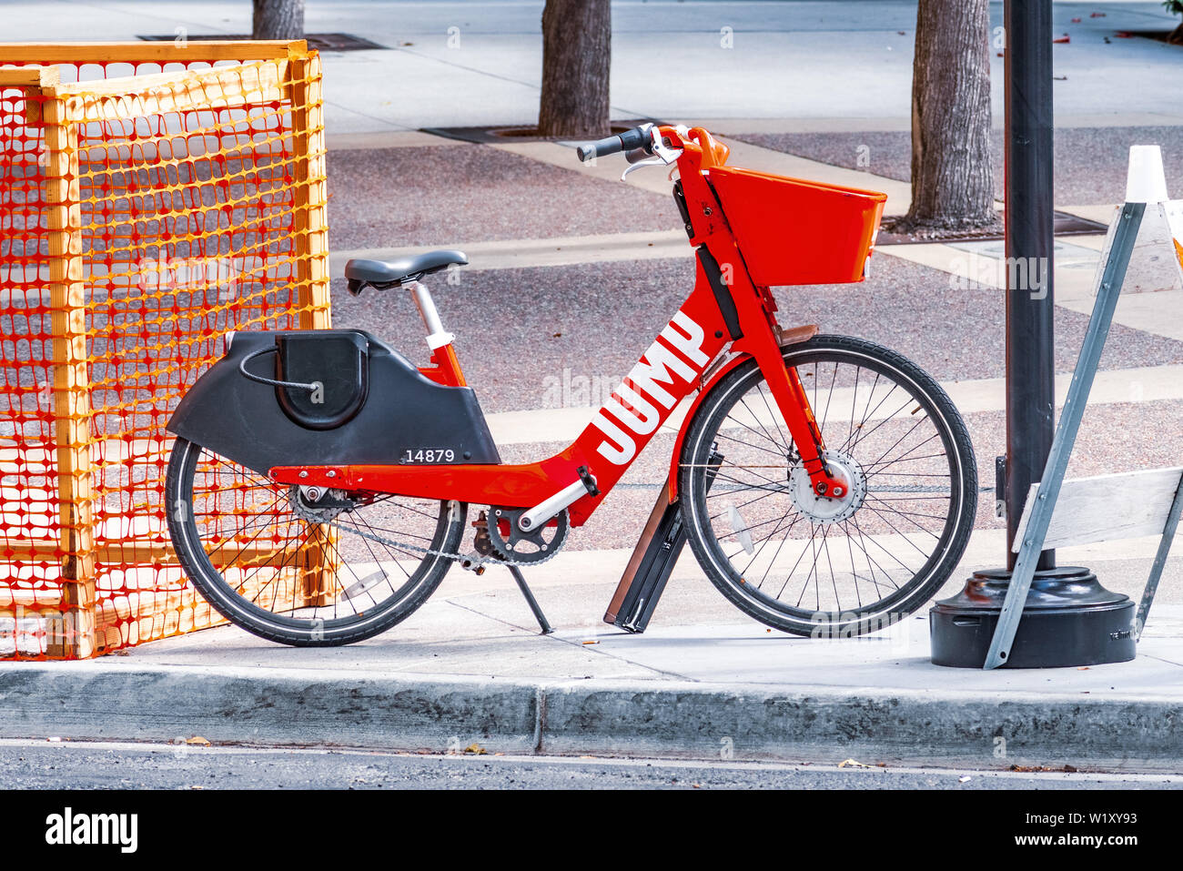 June 30, 2019 San Francisco / CA / USA - Jump electric bike parked in ...