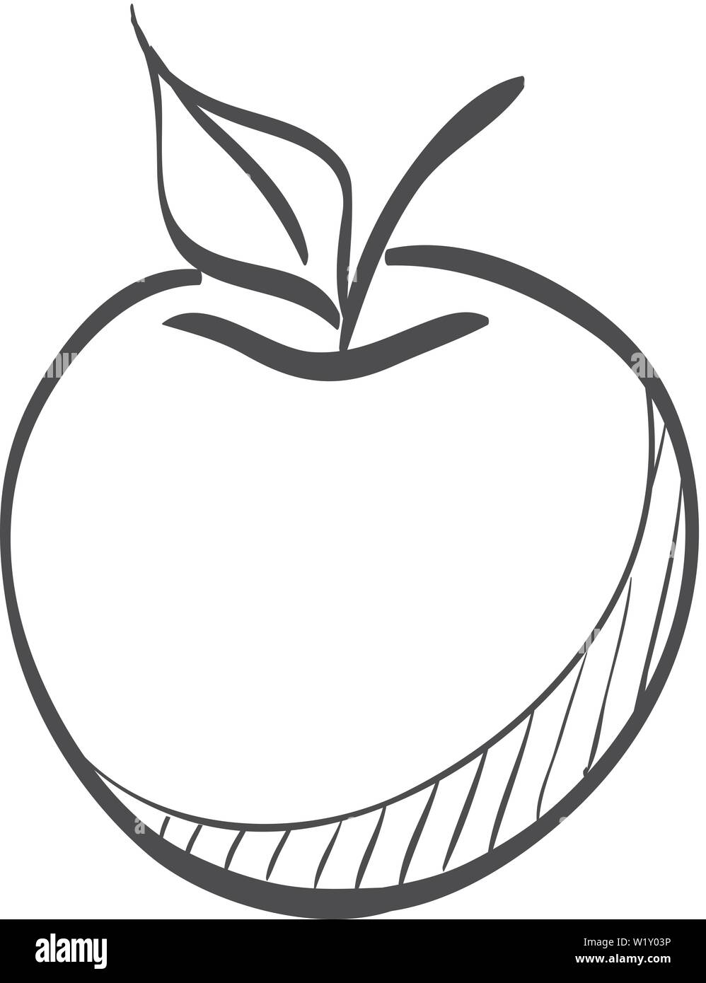Apple icon in doodle sketch lines. Food fruit healthy lifestyle diet ...