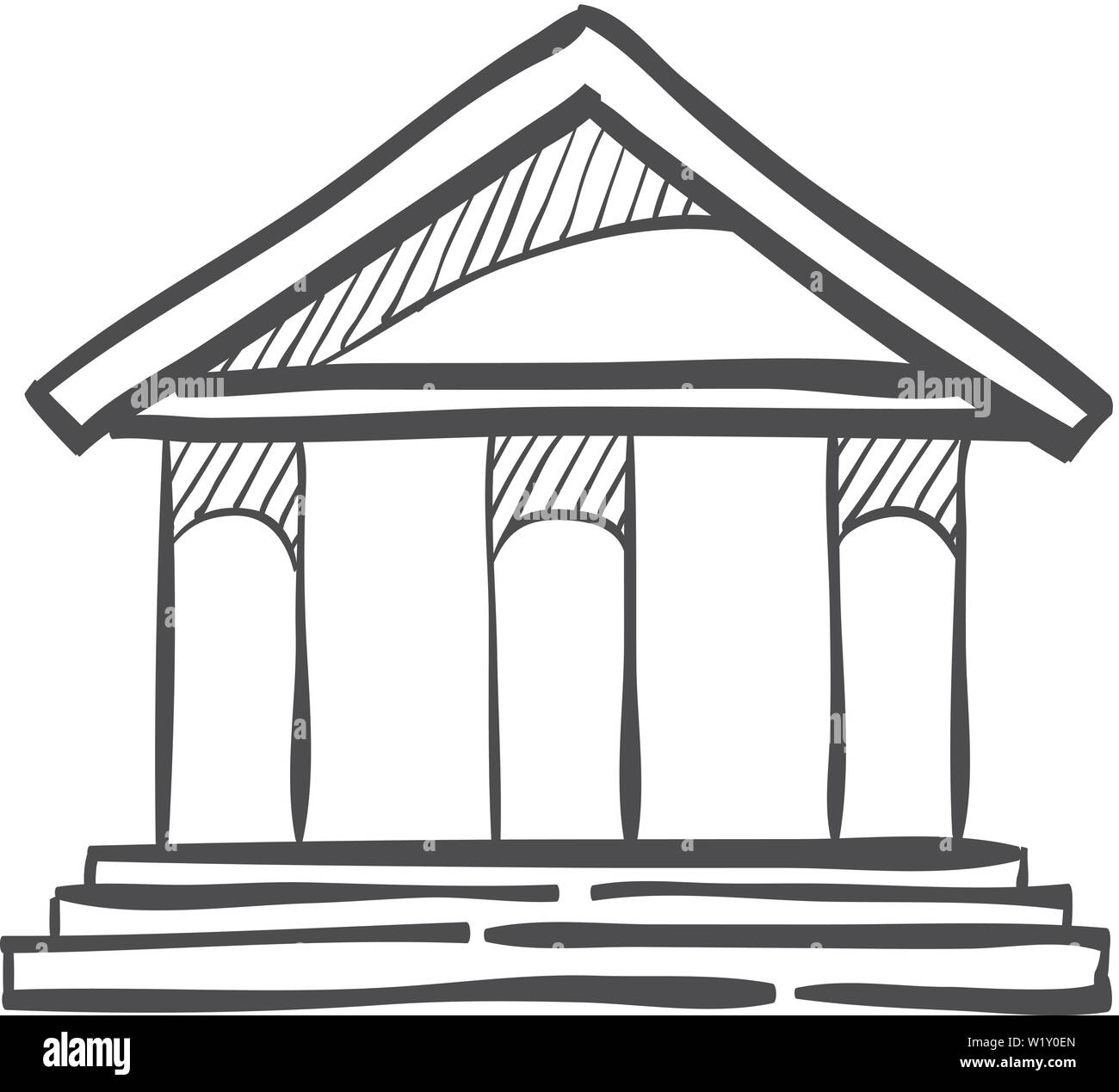 Bank building icon in doodle sketch lines Stock Vector Image & Art - Alamy