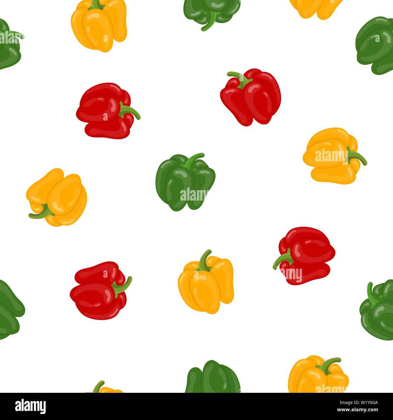 Seamless Pattern with Fresh Bell Pepper Vegetables on white background ...
