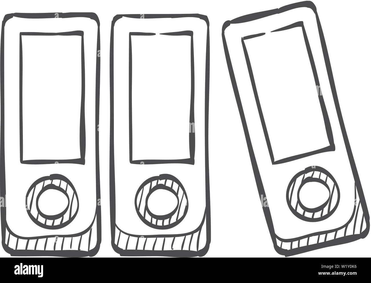 Office folder icon in doodle sketch lines. File document arrange rack ...