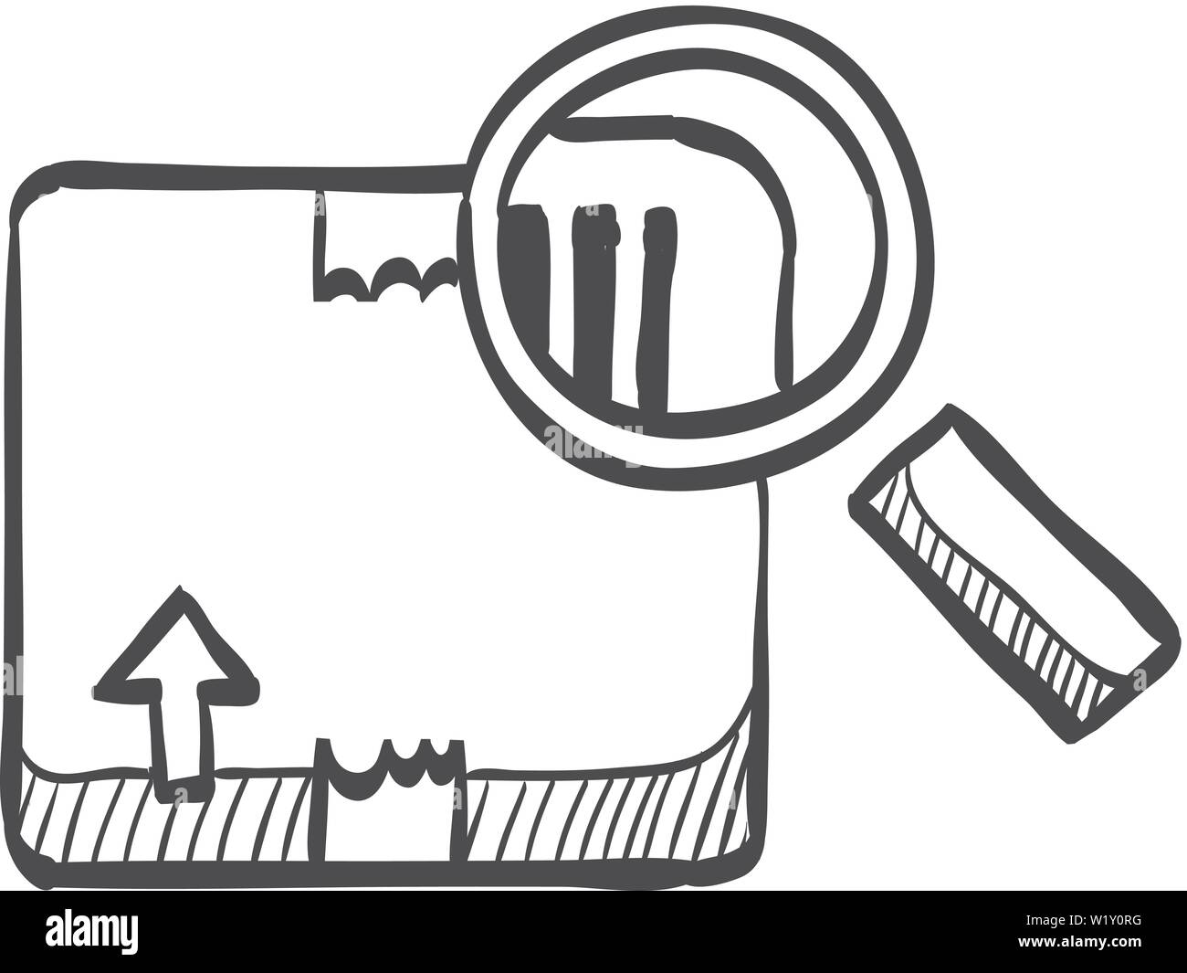 Parcel tracking icon in doodle sketch lines. Logistic package search ... Parcel tracking icon in doodle sketch lines. Logistic package search ...