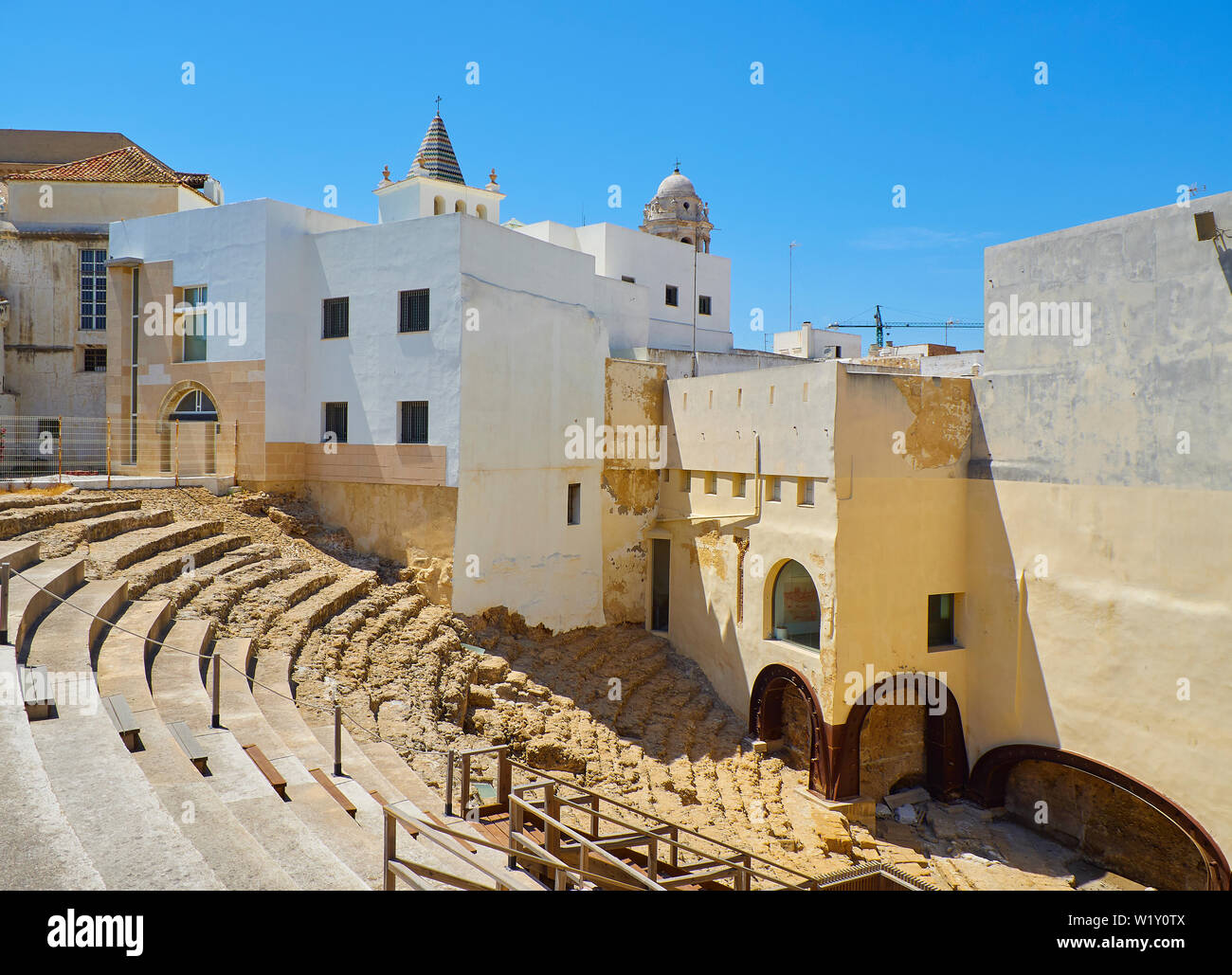 Remains of the Roman Theatre of the ancient Gades in Hispania, with the ...