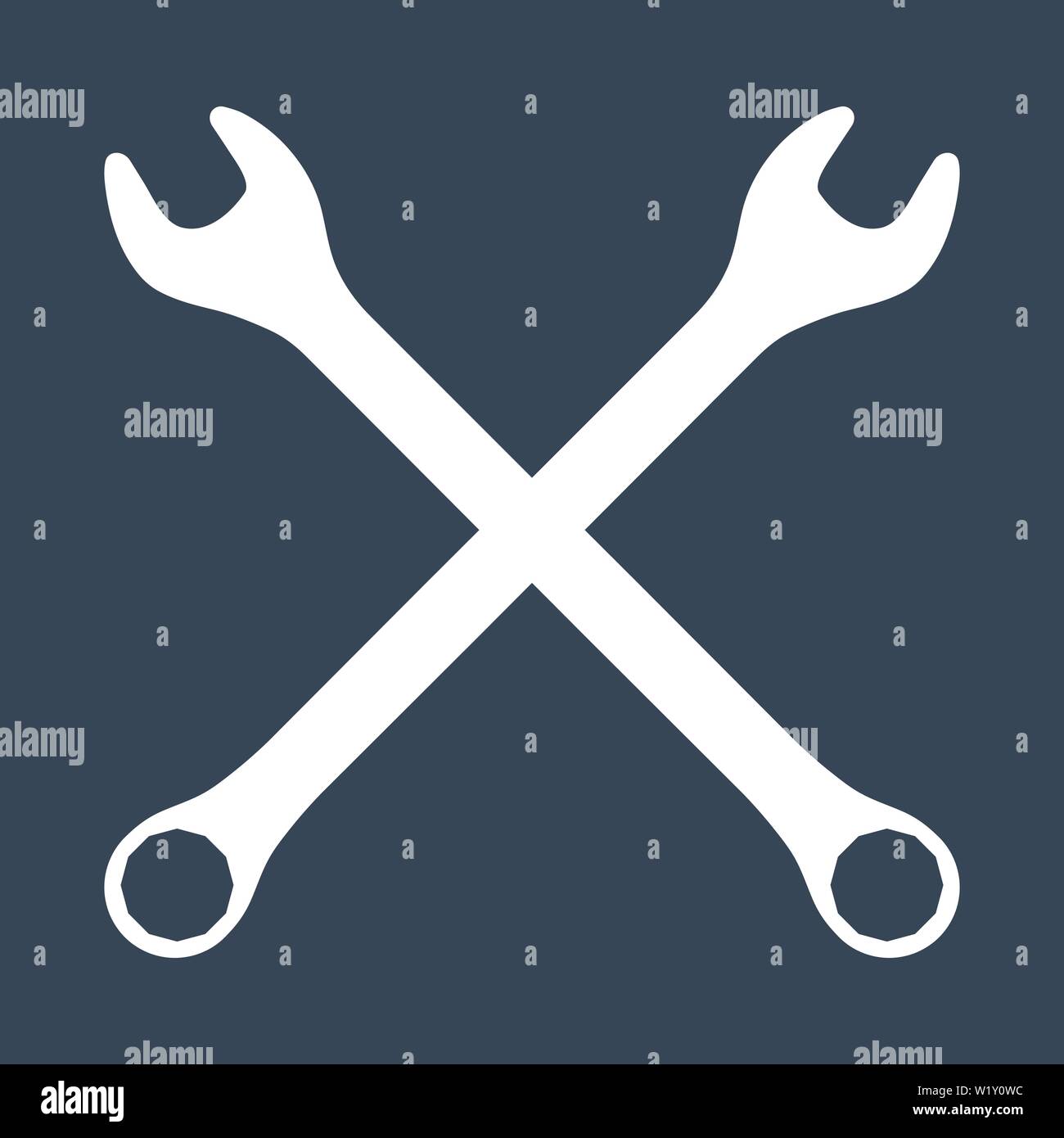 Silhouette icon of crossed wrenches. Workshop, repair service logo template. Clean and modern ...