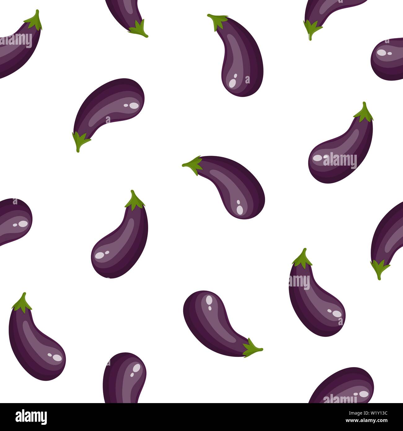 Seamless Pattern with Fresh Eggplant Vegetable isolated on white ...