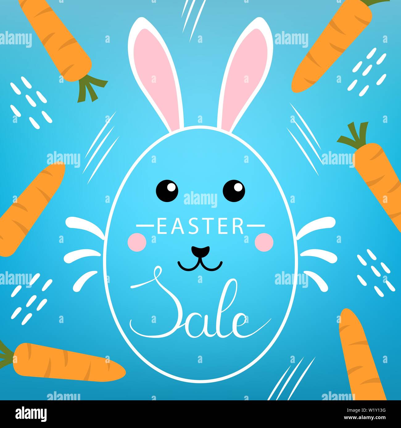 Easter Discount with Lettering Inscription on blue background. Cute ...