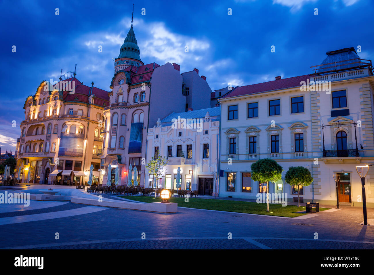 Architecture of Oradea at dawn. Oradea, Bihor County, Romania Stock ...