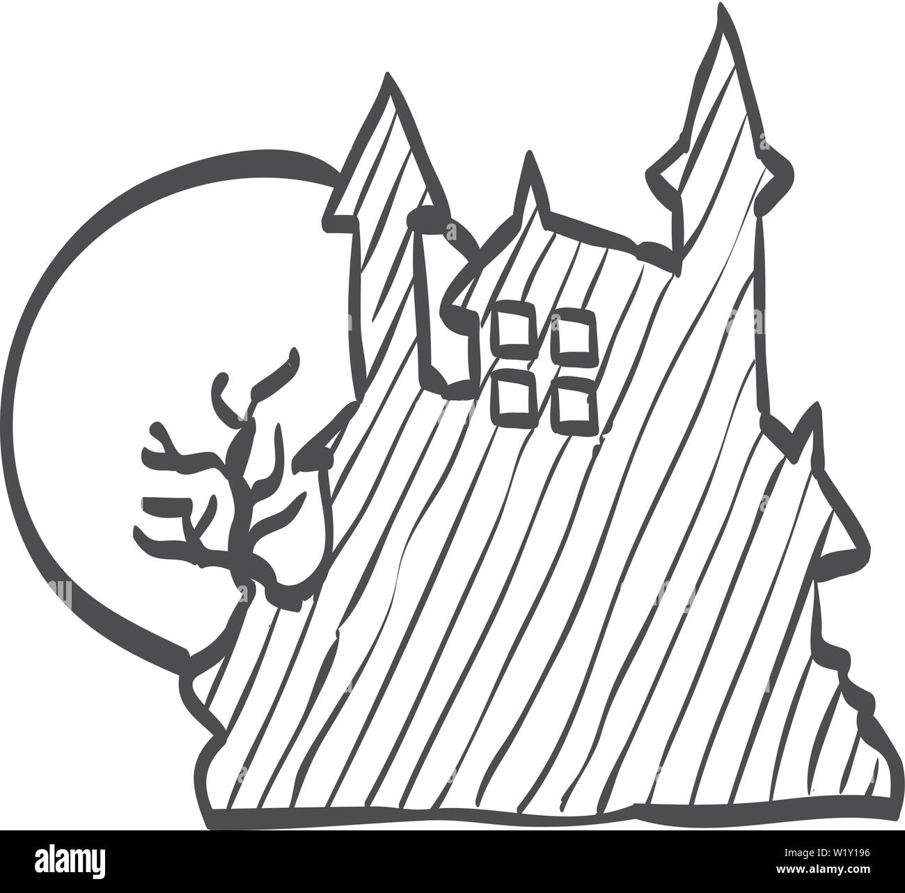 Haunted castle and night and cliff Stock Vector Images - Alamy