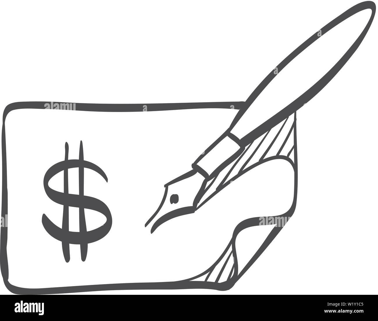 Check icon in doodle sketch lines. Money banking buying finance Stock ...