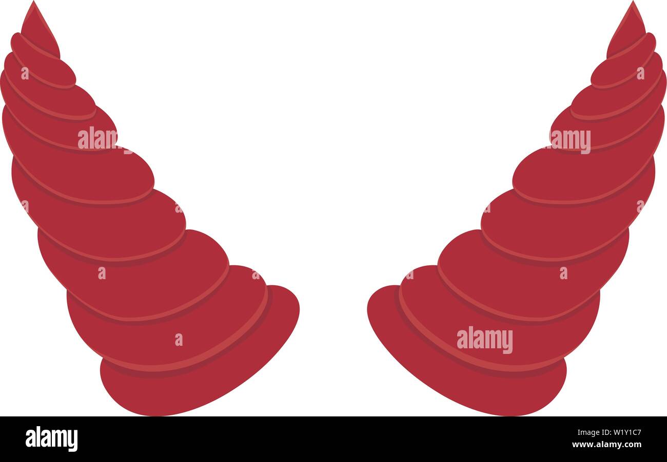 Red devil horn isolated on white background. Cartoon style. Clean and ...