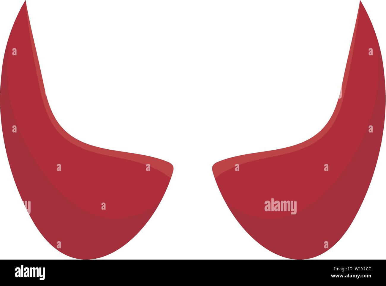 Red devil horn isolated on white background. Cartoon style. Clean and ...