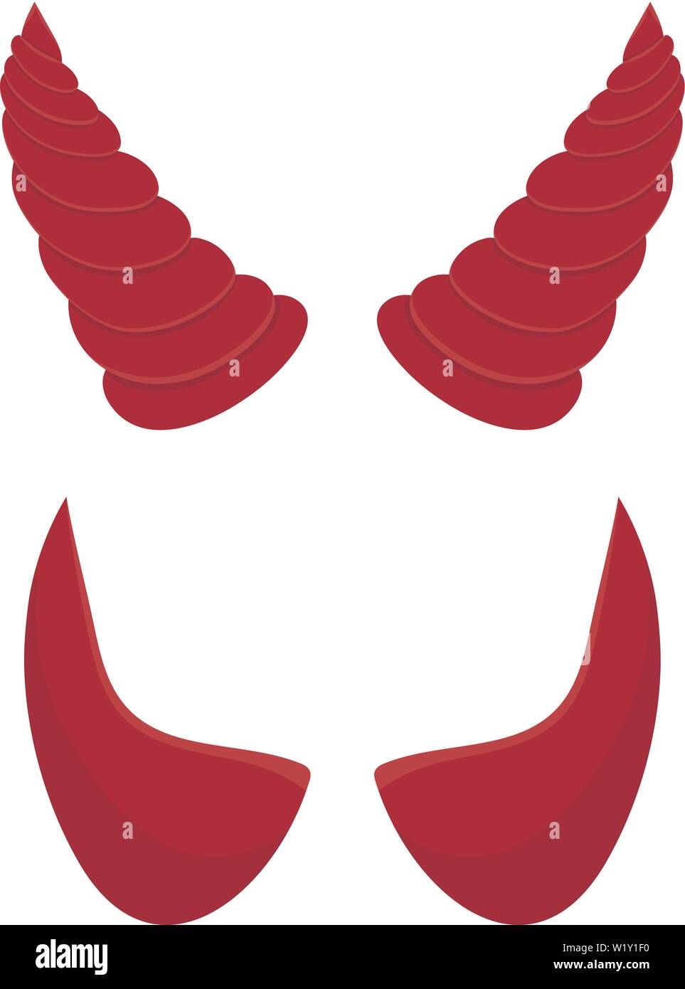 Red devil horns isolated on white background. Cartoon style. Clean and ...