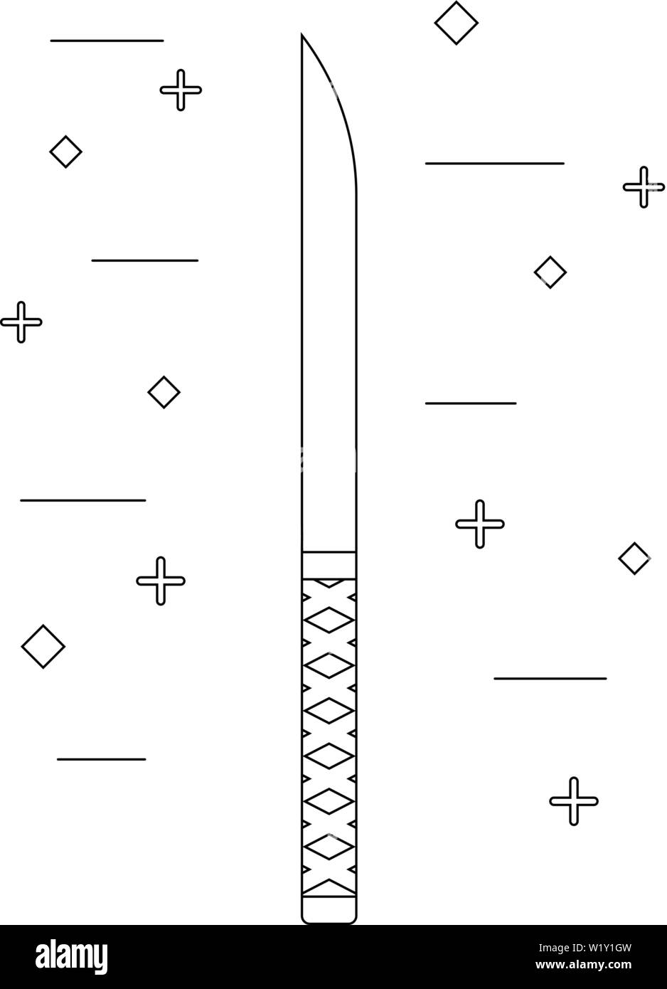 Line style icon of a knife. Samurai weapon. Ninja equipment. Logo ...