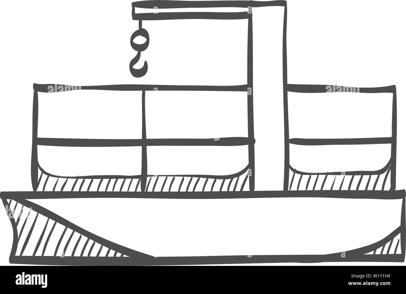 Container shipping icon in doodle sketch lines. Industrial business ...