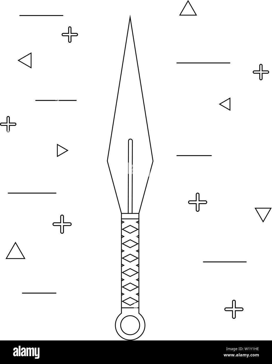 Line style icon of a kunai. Samurai weapon. Ninja equipment. Logo ...