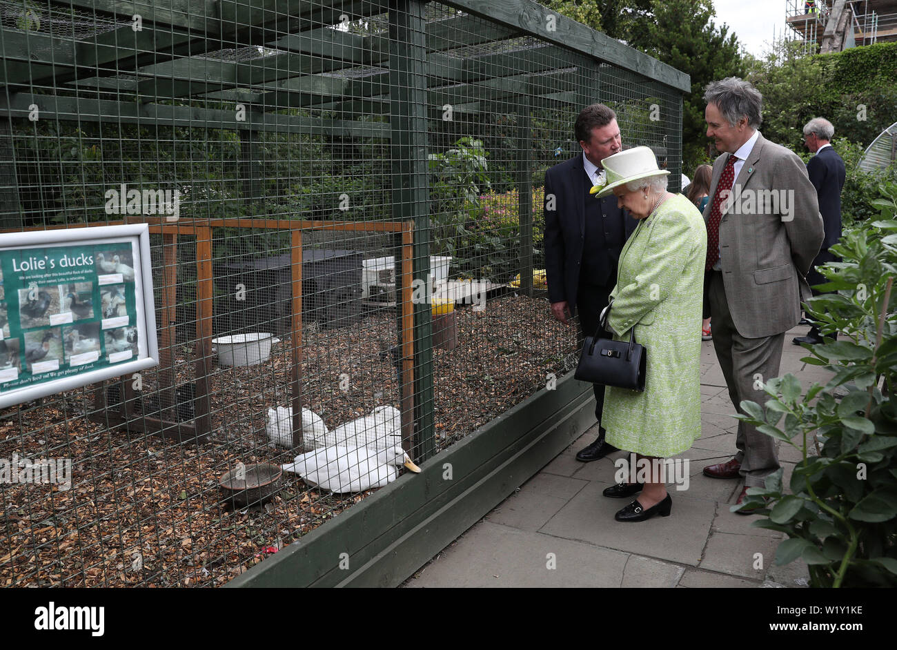 Queen Elizabeth II during a visit to Gorgie City Farm in Edinburgh ...