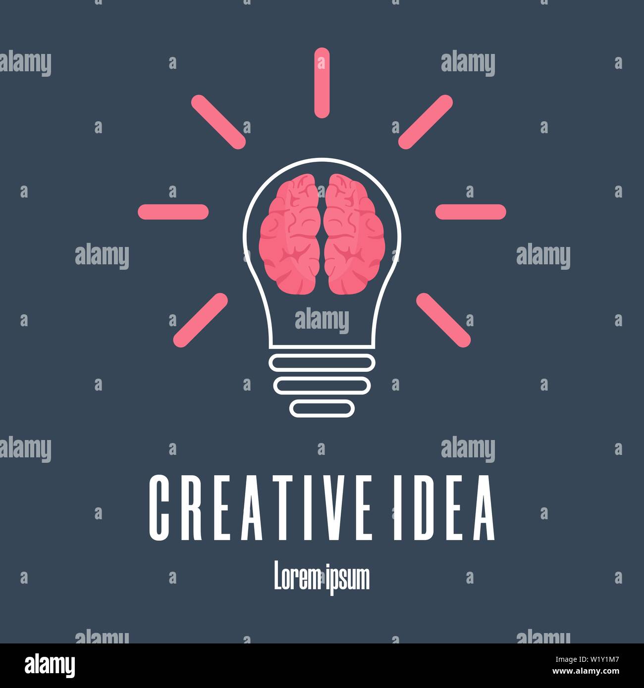 Icon of brain in lightbulb. Creative idea logo template. Clean and ...